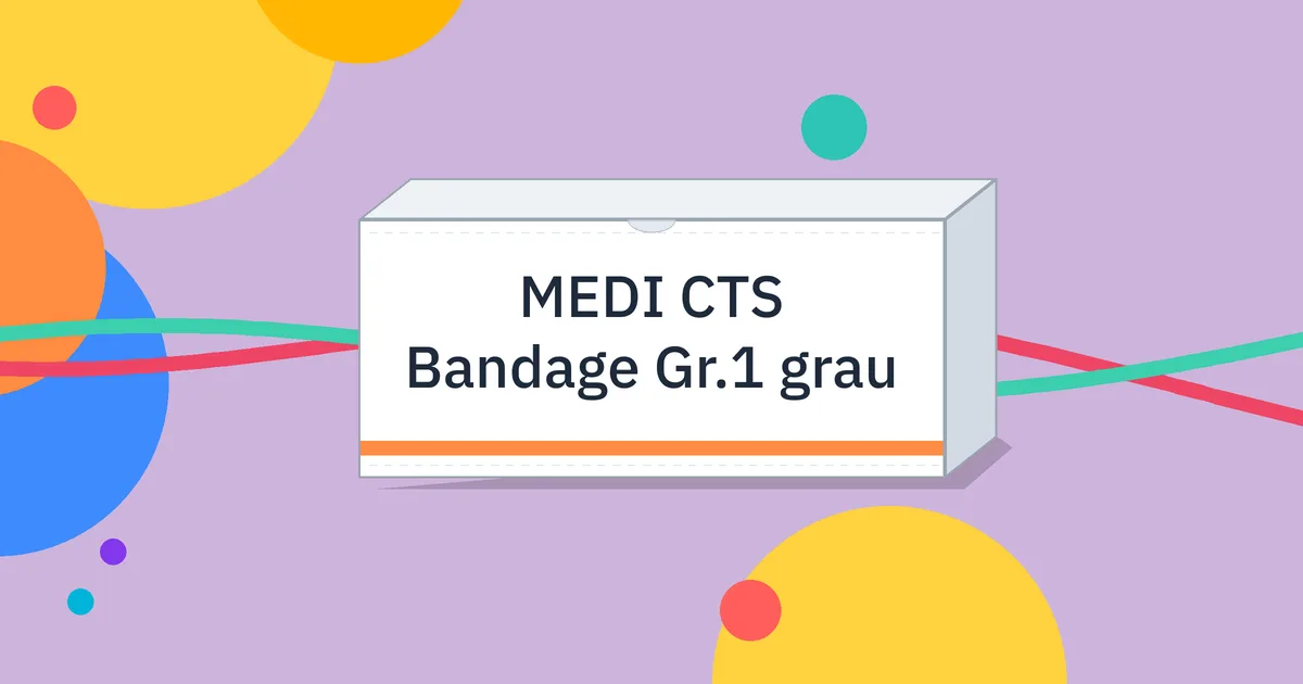 Symbolbild: Packung mit der Aufschrift MEDI CTS Bandage Gr.1 grau (PZN 07644657) – Verfügbarkeit und Bezug in Apotheken in Frankfurt am Main