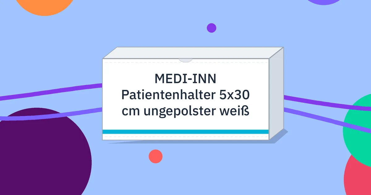 Symbolbild: Packung mit der Aufschrift MEDI-INN Patientenhalter 5x30 cm ungepolster weiß (PZN 08601710) – Verfügbarkeit und Bezug in Apotheken in Frankfurt am Main