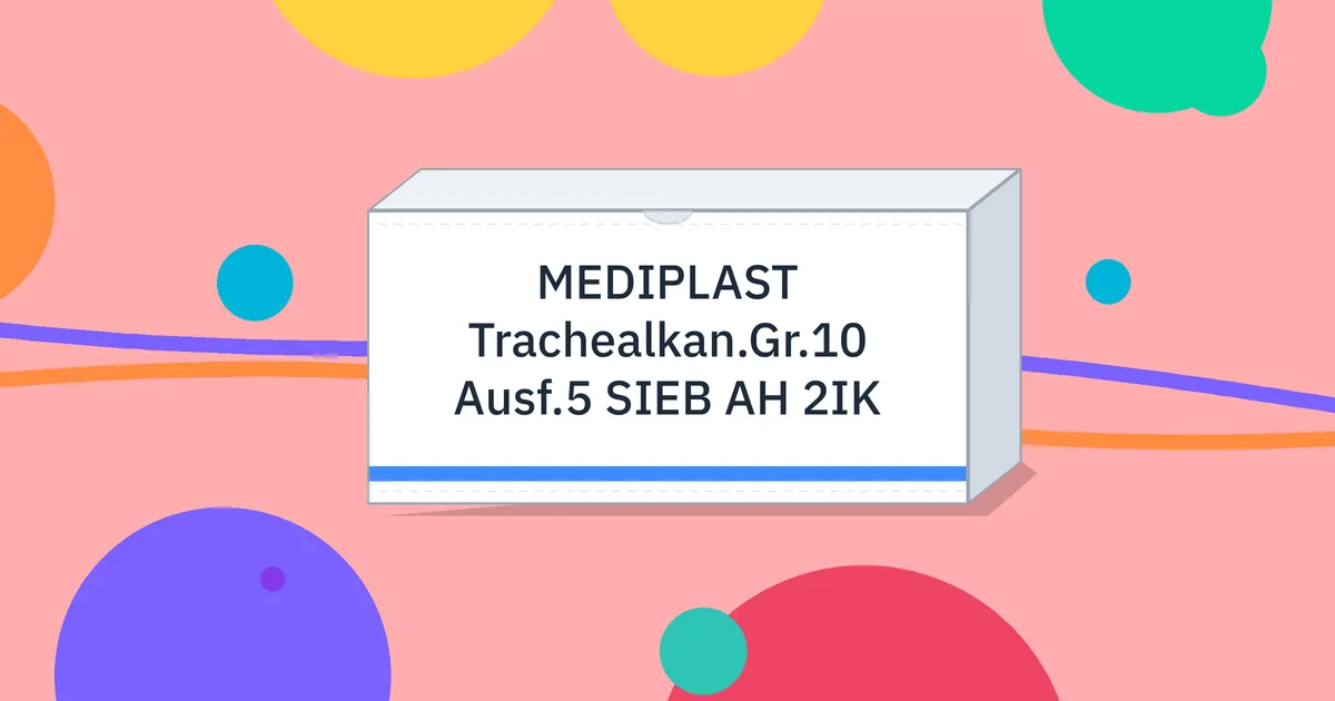 Symbolbild: Packung mit der Aufschrift MEDIPLAST Trachealkan.Gr.10 Ausf.5 SIEB AH 2IK (PZN 04526897) – Verfügbarkeit und Bezug in Apotheken in Frankfurt am Main