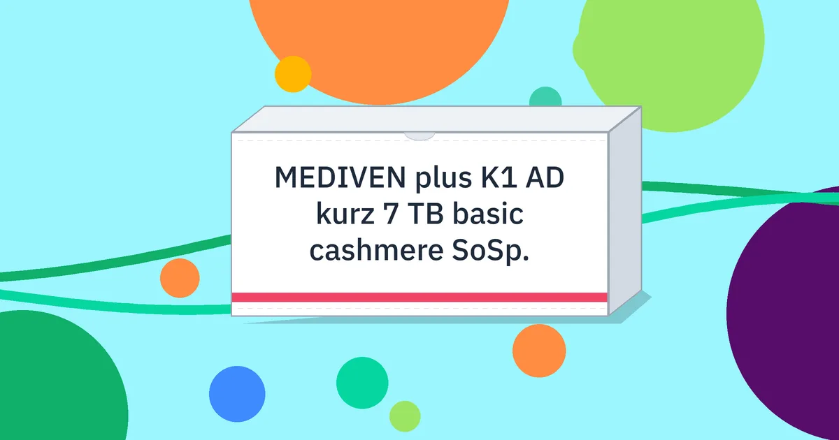 Symbolbild: Packung mit der Aufschrift MEDIVEN plus K1 AD kurz 7 TB basic cashmere SoSp. (PZN 15045445) – Verfügbarkeit und Bezug in Apotheken in Frankfurt am Main