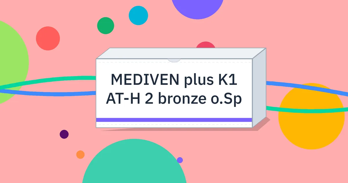 Symbolbild: Packung mit der Aufschrift MEDIVEN plus K1 AT-H 2 bronze o.Sp (PZN 15036009) – Verfügbarkeit und Bezug in Apotheken in Frankfurt am Main