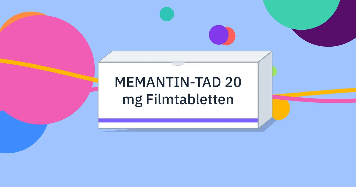 Symbolbild: Packung mit der Aufschrift MEMANTIN-TAD 20 mg Filmtabletten (PZN 19426670) – Verfügbarkeit und Bezug in Apotheken in Frankfurt am Main