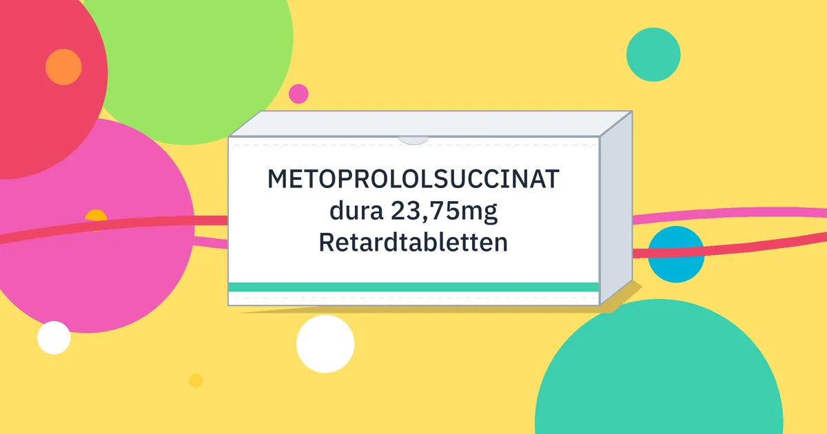 Symbolbild: Packung mit der Aufschrift METOPROLOLSUCCINAT dura 23,75mg Retardtabletten (PZN 02952816) – Verfügbarkeit und Bezug in Apotheken in Frankfurt am Main