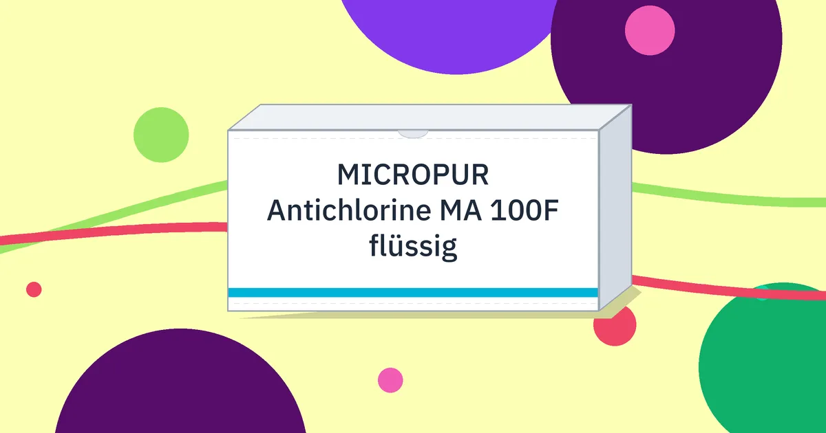Symbolbild: Packung mit der Aufschrift MICROPUR Antichlorine MA 100F flüssig (PZN 00778449) – Verfügbarkeit und Bezug in Apotheken in Frankfurt am Main