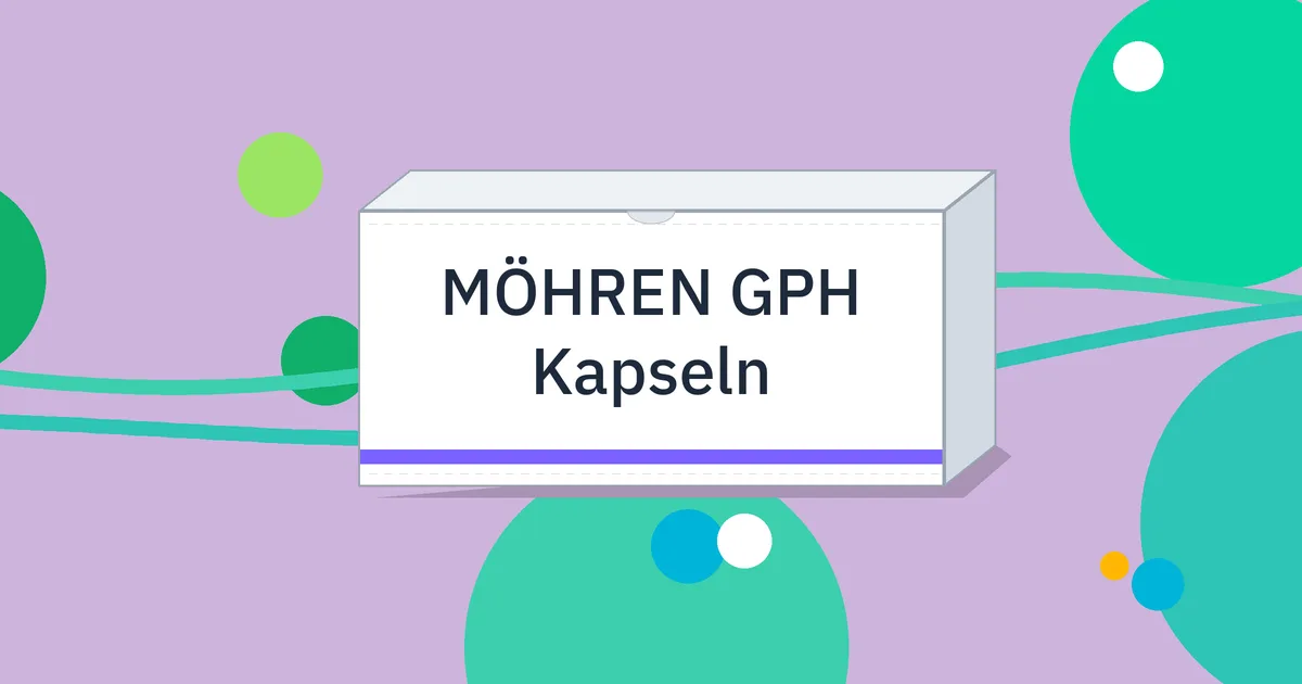 Symbolbild: Packung mit der Aufschrift MÖHREN GPH Kapseln (PZN 09323779) – Verfügbarkeit und Bezug in Apotheken in Frankfurt am Main