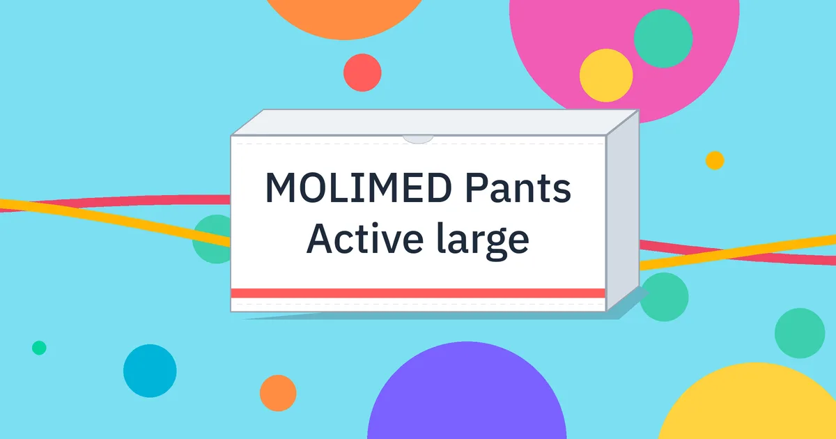 Symbolbild: Packung mit der Aufschrift MOLIMED Pants Active large (PZN 10792700) – Verfügbarkeit und Bezug in Apotheken in Frankfurt am Main