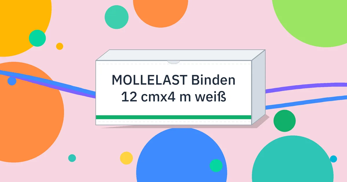 Symbolbild: Packung mit der Aufschrift MOLLELAST Binden 12 cmx4 m weiß (PZN 04781589) – Verfügbarkeit und Bezug in Apotheken in Frankfurt am Main