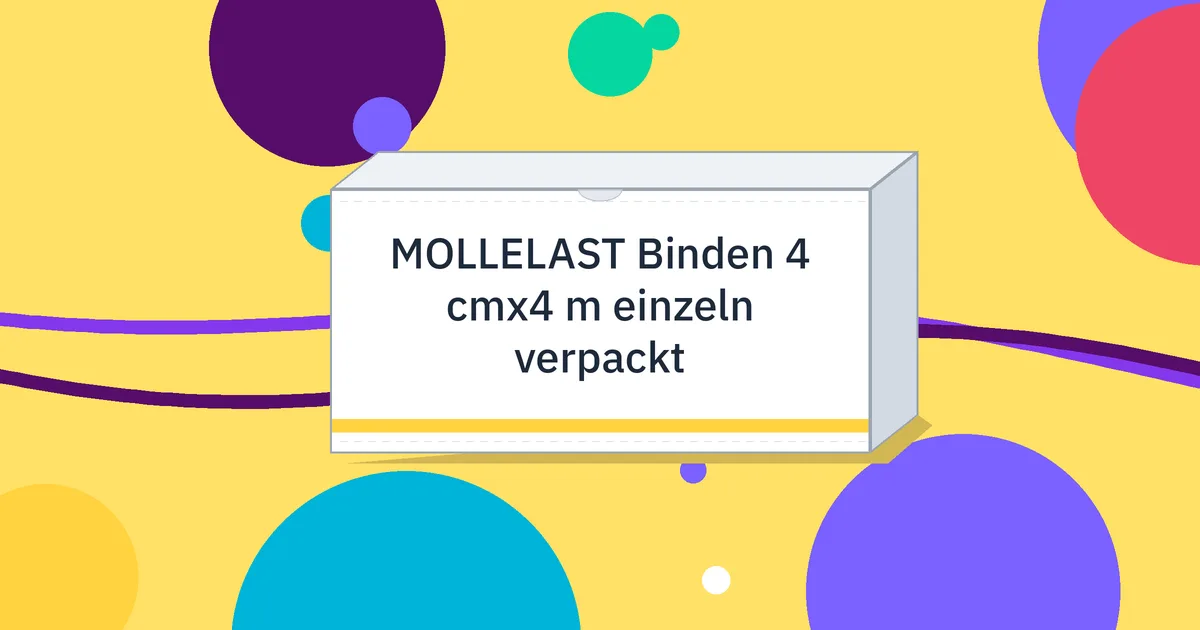Symbolbild: Packung mit der Aufschrift MOLLELAST Binden 4 cmx4 m einzeln verpackt (PZN 15430315) – Verfügbarkeit und Bezug in Apotheken in Frankfurt am Main