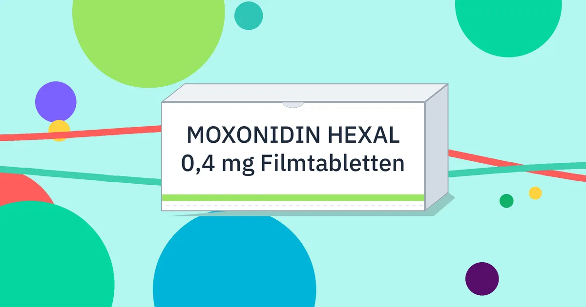 Symbolbild: Packung mit der Aufschrift MOXONIDIN HEXAL 0,4 mg Filmtabletten (PZN 00882945) – Verfügbarkeit und Bezug in Apotheken in Frankfurt am Main
