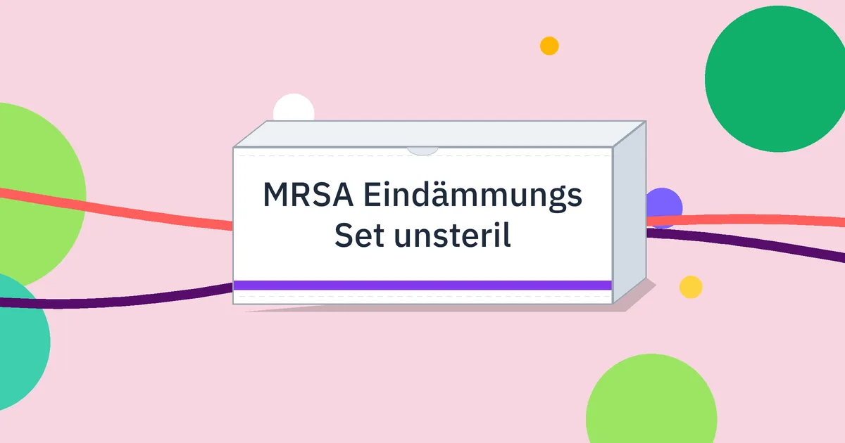Symbolbild: Packung mit der Aufschrift MRSA Eindämmungs Set unsteril (PZN 02485102) – Verfügbarkeit und Bezug in Apotheken in Frankfurt am Main