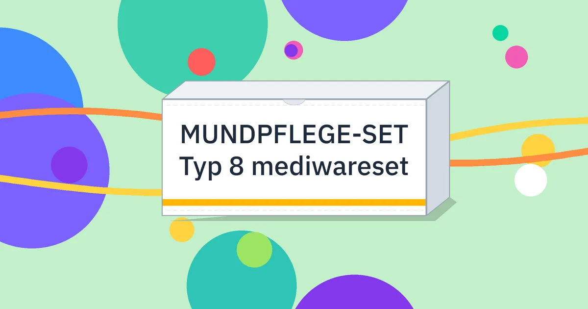 Symbolbild: Packung mit der Aufschrift MUNDPFLEGE-SET Typ 8 mediwareset (PZN 19523982) – Verfügbarkeit und Bezug in Apotheken in Frankfurt am Main
