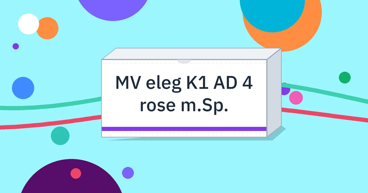 Symbolbild: Packung mit der Aufschrift MV eleg K1 AD 4 rose m.Sp. (PZN 14685645) – Verfügbarkeit und Bezug in Apotheken in Frankfurt am Main