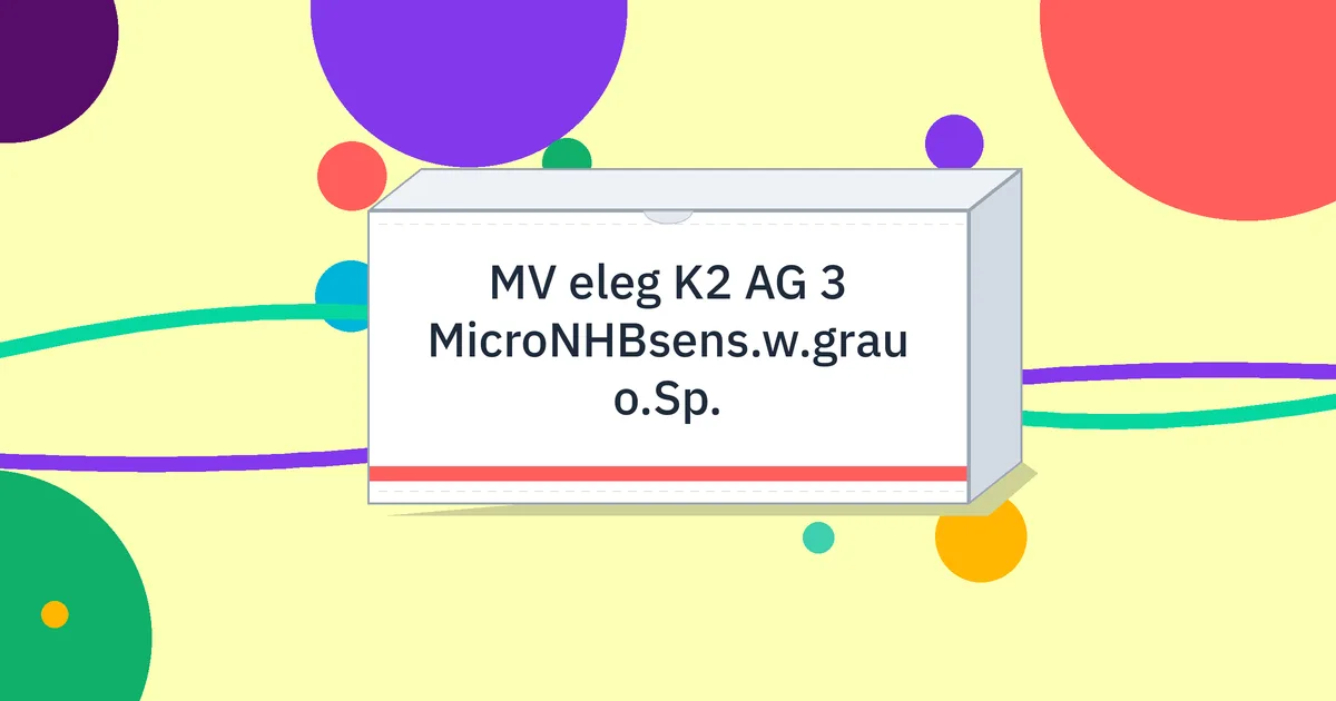 Symbolbild: Packung mit der Aufschrift MV eleg K2 AG 3 MicroNHBsens.w.grau o.Sp. (PZN 18930679) – Verfügbarkeit und Bezug in Apotheken in Frankfurt am Main