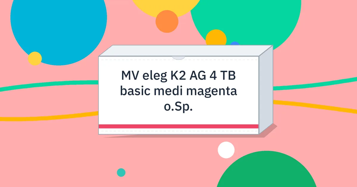 Symbolbild: Packung mit der Aufschrift MV eleg K2 AG 4 TB basic medi magenta o.Sp. (PZN 14643204) – Verfügbarkeit und Bezug in Apotheken in Frankfurt am Main