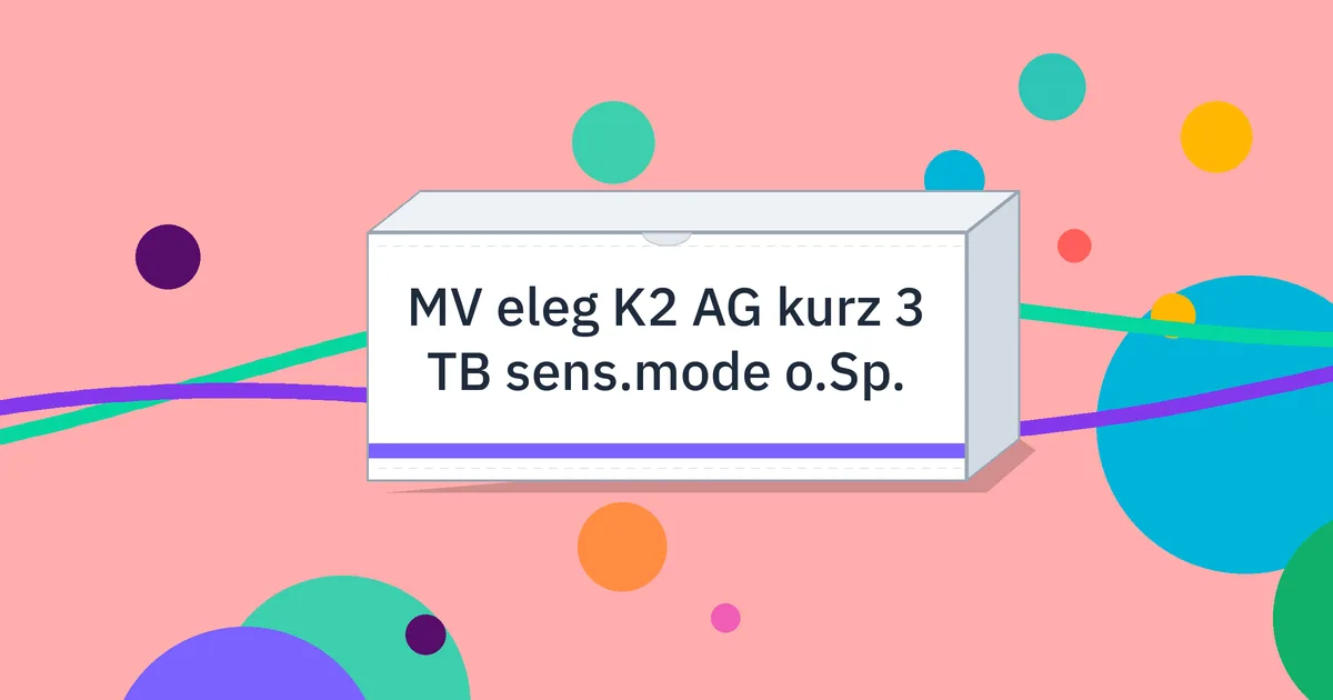 Symbolbild: Packung mit der Aufschrift MV eleg K2 AG kurz 3 TB sens.mode o.Sp. (PZN 09863197) – Verfügbarkeit und Bezug in Apotheken in Frankfurt am Main