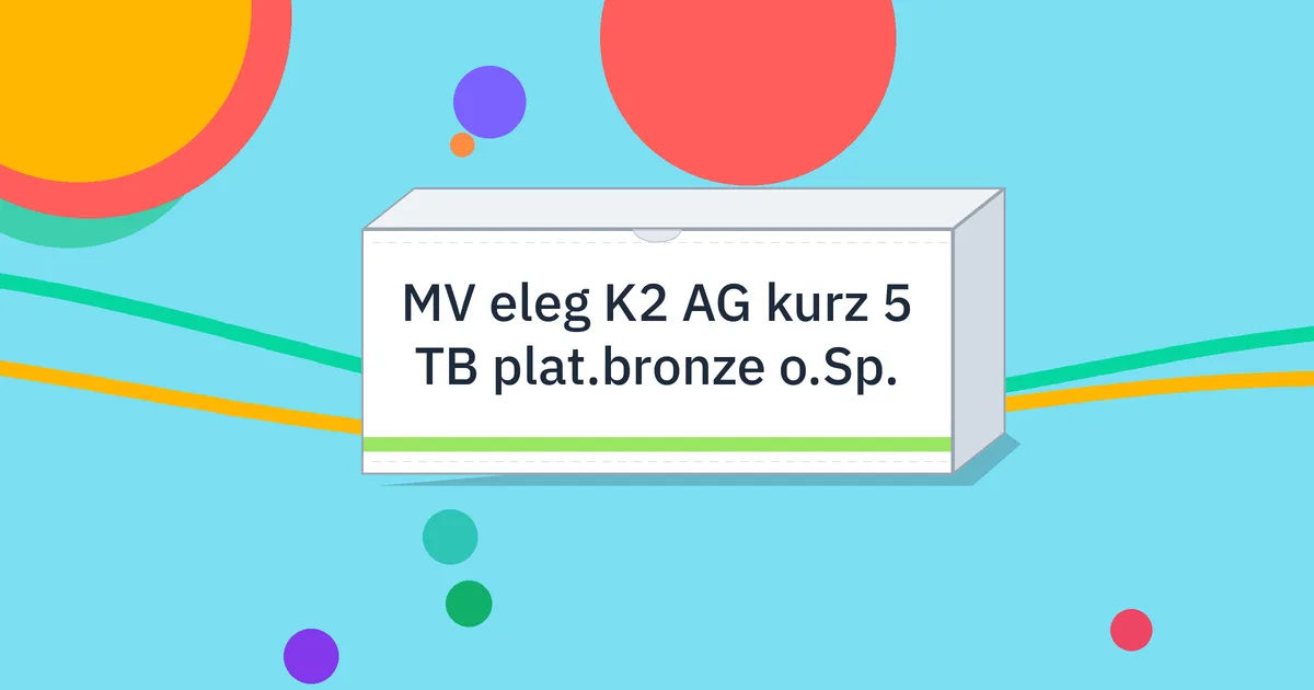 Symbolbild: Packung mit der Aufschrift MV eleg K2 AG kurz 5 TB plat.bronze o.Sp. (PZN 14715719) – Verfügbarkeit und Bezug in Apotheken in Frankfurt am Main