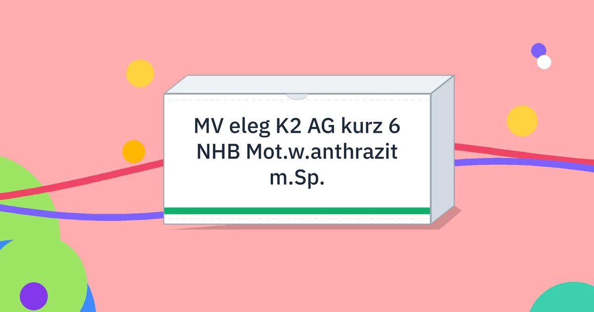 Symbolbild: Packung mit der Aufschrift MV eleg K2 AG kurz 6 NHB Mot.w.anthrazit m.Sp. (PZN 15712077) – Verfügbarkeit und Bezug in Apotheken in Frankfurt am Main