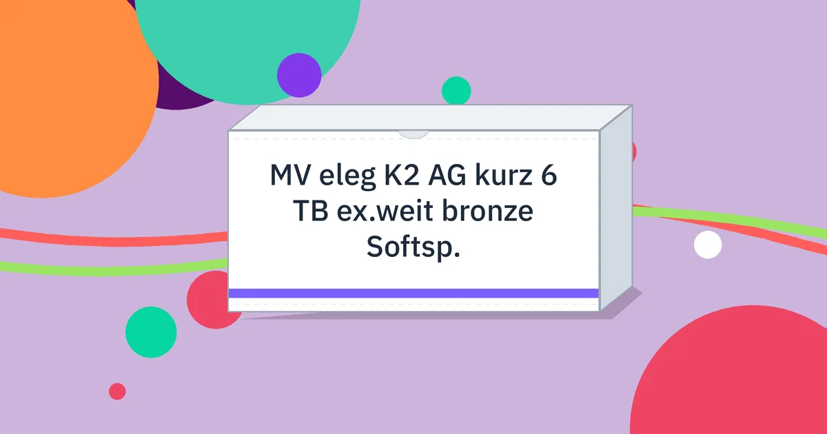 Symbolbild: Packung mit der Aufschrift MV eleg K2 AG kurz 6 TB ex.weit bronze Softsp. (PZN 14717167) – Verfügbarkeit und Bezug in Apotheken in Frankfurt am Main
