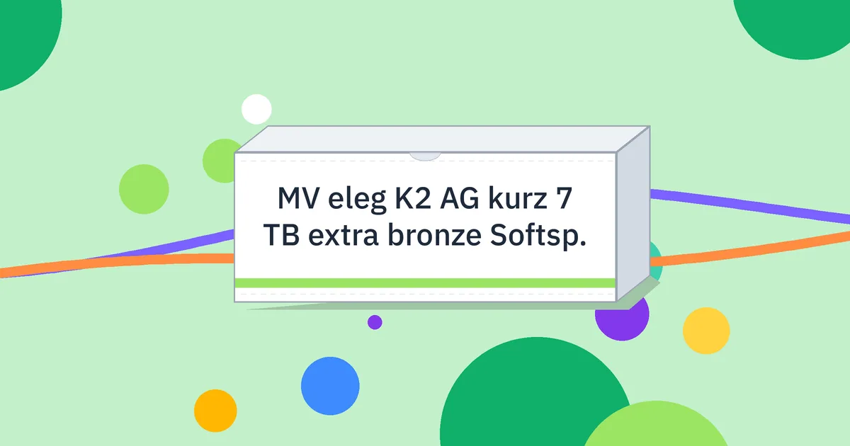 Symbolbild: Packung mit der Aufschrift MV eleg K2 AG kurz 7 TB extra bronze Softsp. (PZN 14716446) – Verfügbarkeit und Bezug in Apotheken in Frankfurt am Main