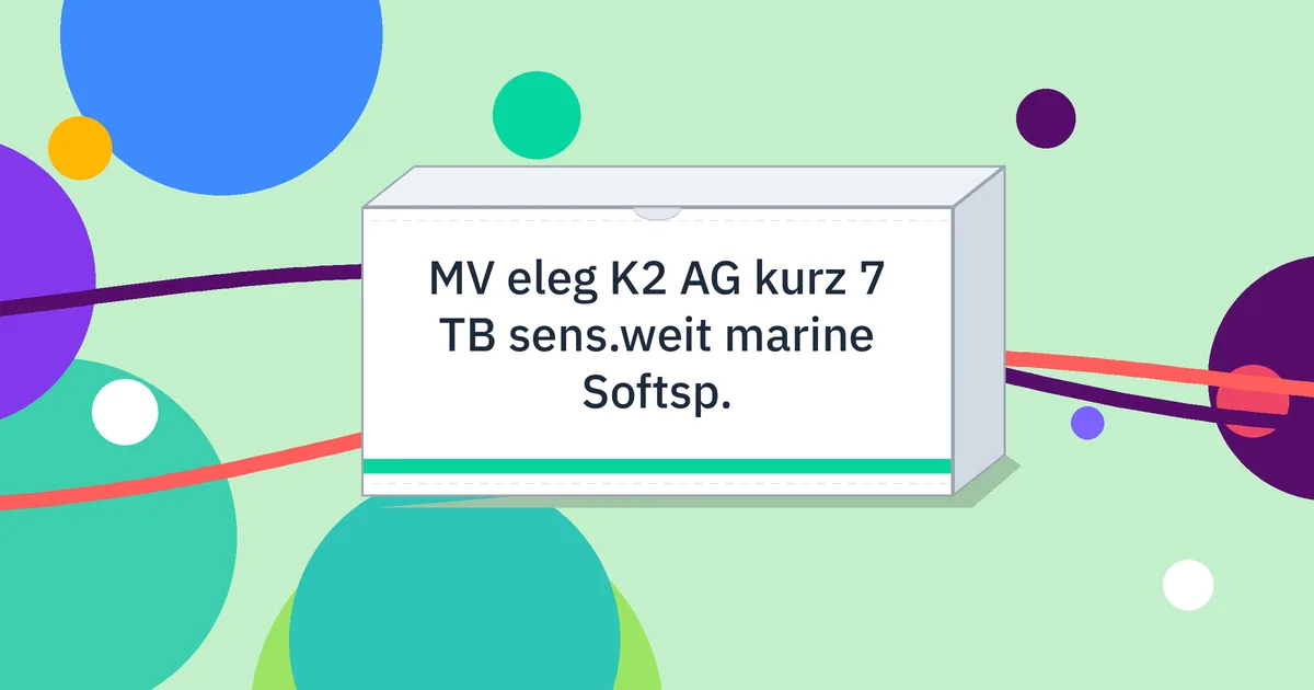 Symbolbild: Packung mit der Aufschrift MV eleg K2 AG kurz 7 TB sens.weit marine Softsp. (PZN 14607272) – Verfügbarkeit und Bezug in Apotheken in Frankfurt am Main