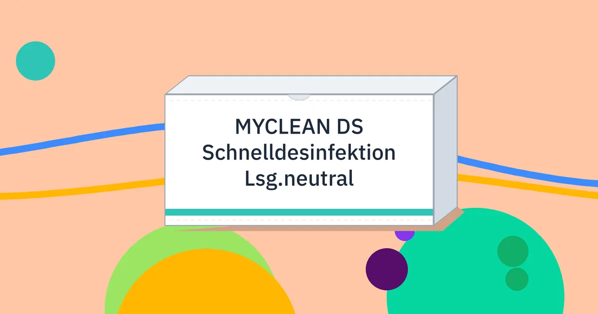 Symbolbild: Packung mit der Aufschrift MYCLEAN DS Schnelldesinfektion Lsg.neutral (PZN 20631961) – Verfügbarkeit und Bezug in Apotheken in Frankfurt am Main