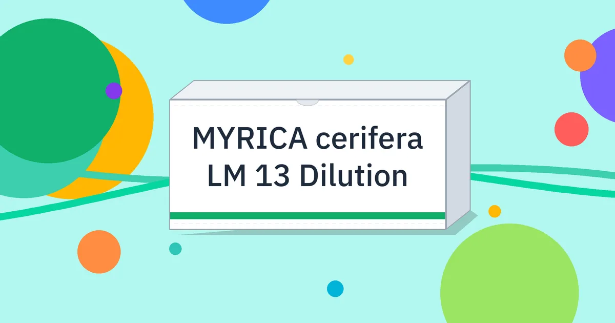 Symbolbild: Packung mit der Aufschrift MYRICA cerifera LM 13 Dilution (PZN 12957111) – Verfügbarkeit und Bezug in Apotheken in Frankfurt am Main