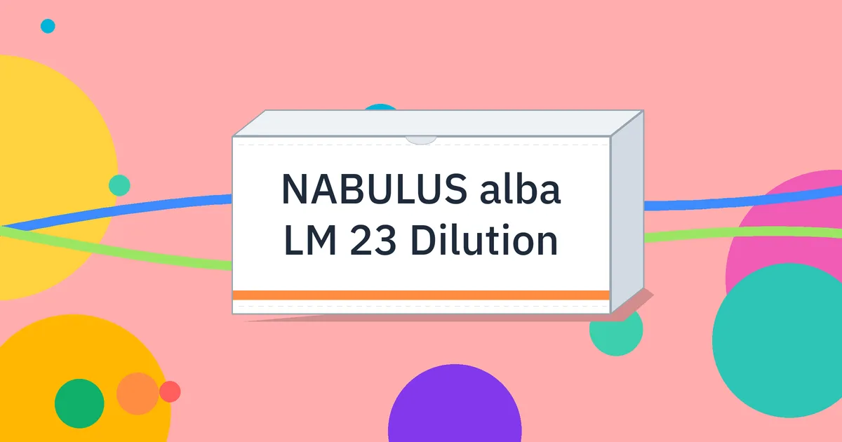 Symbolbild: Packung mit der Aufschrift NABULUS alba LM 23 Dilution (PZN 13615513) – Verfügbarkeit und Bezug in Apotheken in Frankfurt am Main