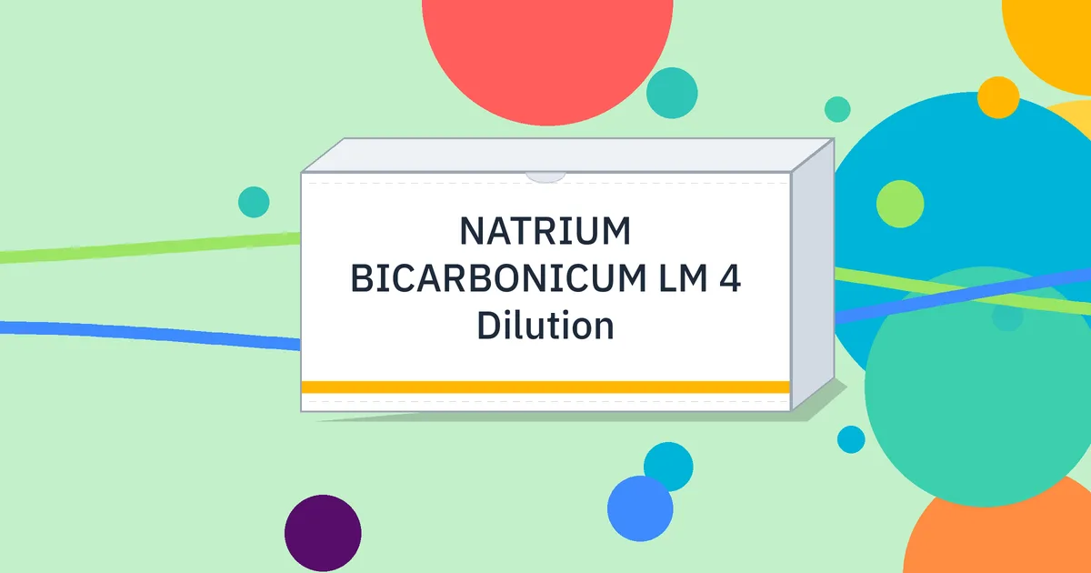 Symbolbild: Packung mit der Aufschrift NATRIUM BICARBONICUM LM 4 Dilution (PZN 12960165) – Verfügbarkeit und Bezug in Apotheken in Frankfurt am Main