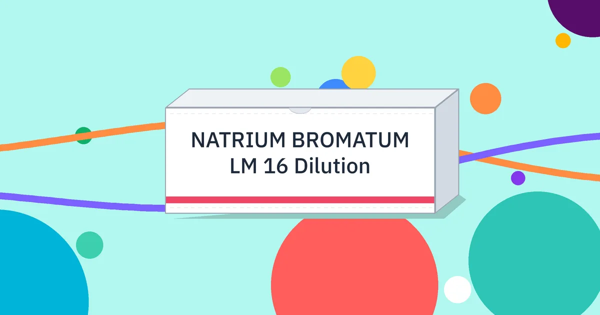 Symbolbild: Packung mit der Aufschrift NATRIUM BROMATUM LM 16 Dilution (PZN 12961271) – Verfügbarkeit und Bezug in Apotheken in Frankfurt am Main