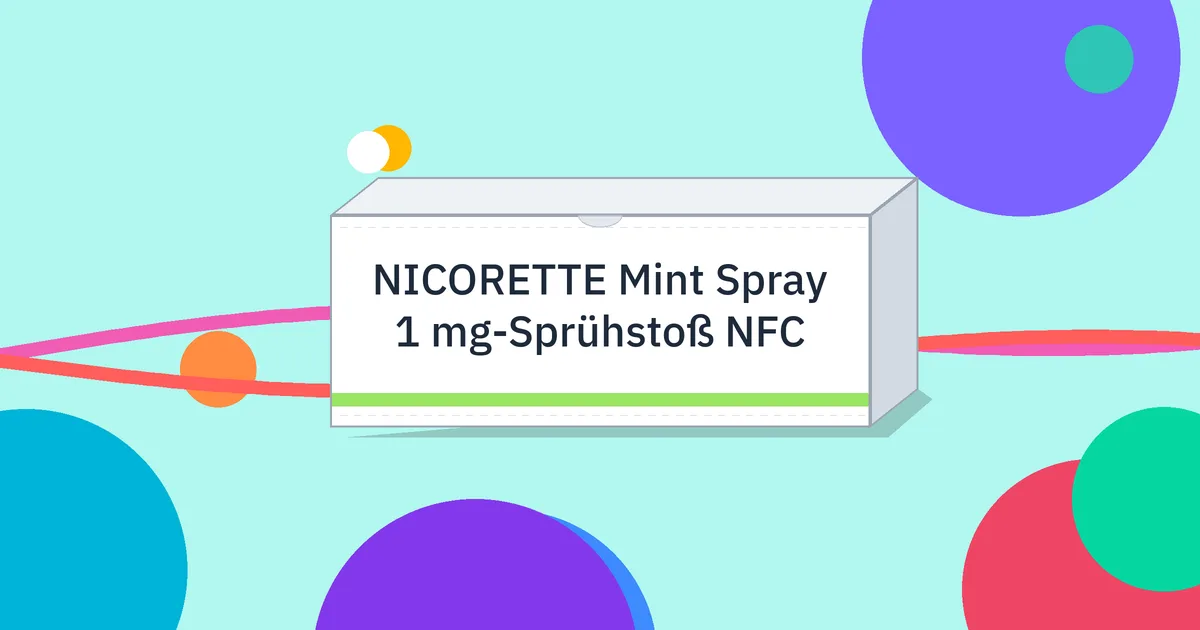 Symbolbild: Packung mit der Aufschrift NICORETTE Mint Spray 1 mg-Sprühstoß NFC (PZN 18215149) – Verfügbarkeit und Bezug in Apotheken in Frankfurt am Main