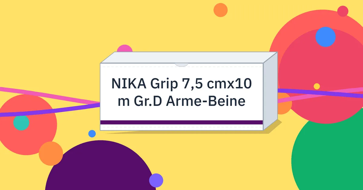 Symbolbild: Packung mit der Aufschrift NIKA Grip 7,5 cmx10 m Gr.D Arme-Beine (PZN 18171682) – Verfügbarkeit und Bezug in Apotheken in Frankfurt am Main