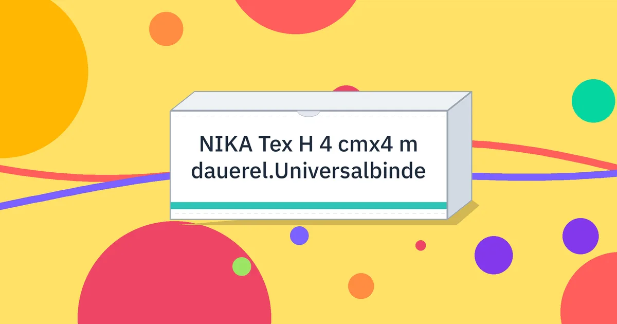 Symbolbild: Packung mit der Aufschrift NIKA Tex H 4 cmx4 m dauerel.Universalbinde (PZN 18170866) – Verfügbarkeit und Bezug in Apotheken in Frankfurt am Main