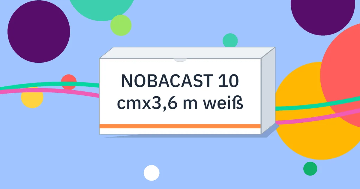 Symbolbild: Packung mit der Aufschrift NOBACAST 10 cmx3,6 m weiß (PZN 07385339) – Verfügbarkeit und Bezug in Apotheken in Frankfurt am Main