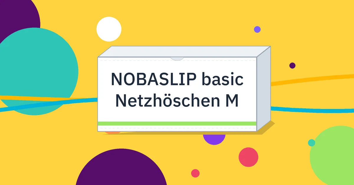 Symbolbild: Packung mit der Aufschrift NOBASLIP basic Netzhöschen M (PZN 10824280) – Verfügbarkeit und Bezug in Apotheken in Frankfurt am Main