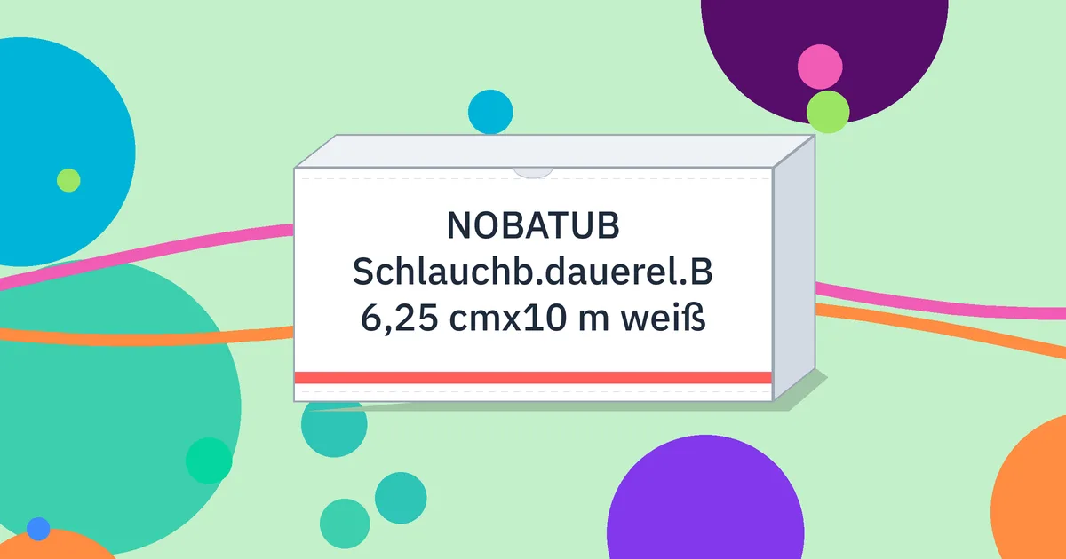 Symbolbild: Packung mit der Aufschrift NOBATUB Schlauchb.dauerel.B 6,25 cmx10 m weiß (PZN 00273465) – Verfügbarkeit und Bezug in Apotheken in Frankfurt am Main