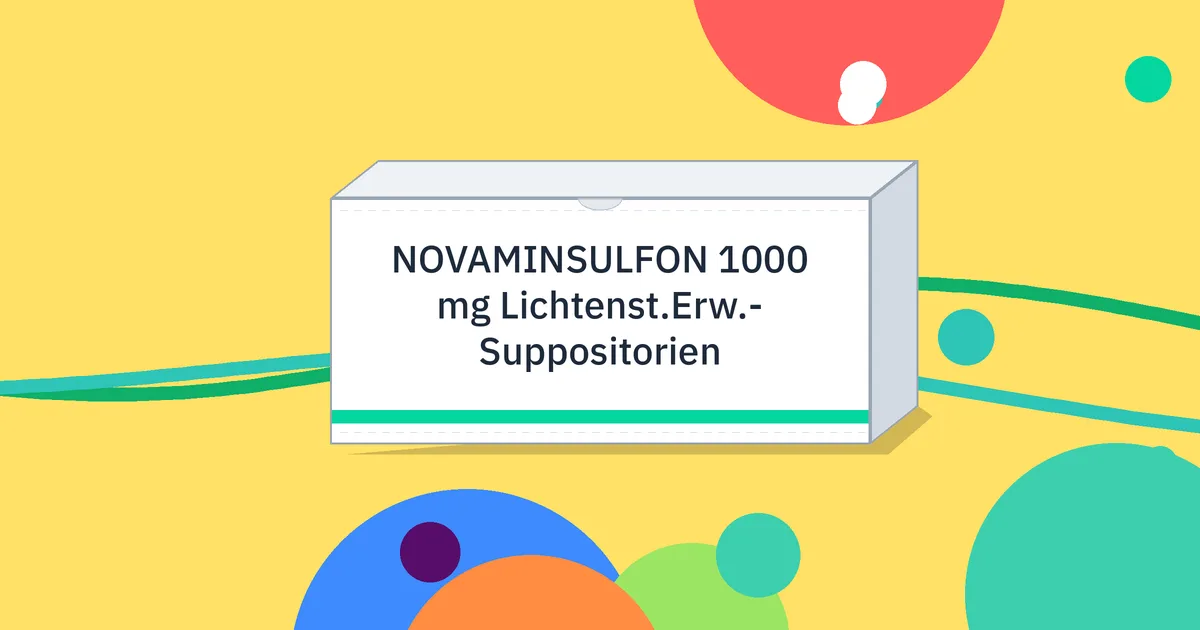 Symbolbild: Packung mit der Aufschrift NOVAMINSULFON 1000 mg Lichtenst.Erw.-Suppositorien (PZN 03506125) – Verfügbarkeit und Bezug in Apotheken in Frankfurt am Main