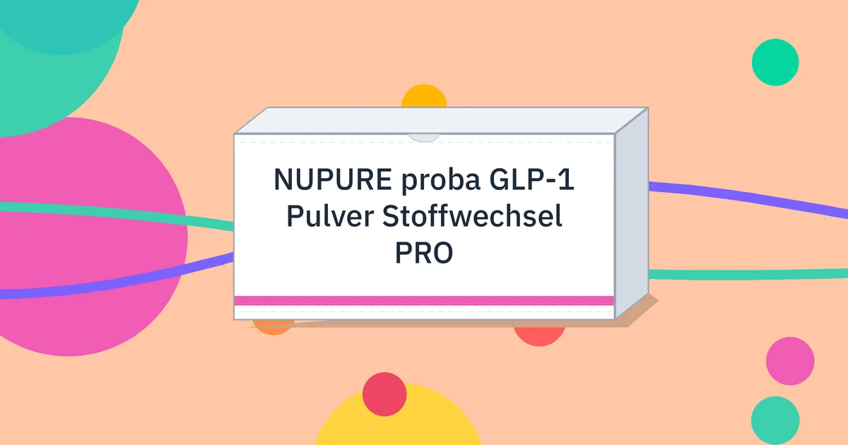 Symbolbild: Packung mit der Aufschrift NUPURE proba GLP-1 Pulver Stoffwechsel PRO (PZN 19896453) – Verfügbarkeit und Bezug in Apotheken in Frankfurt am Main