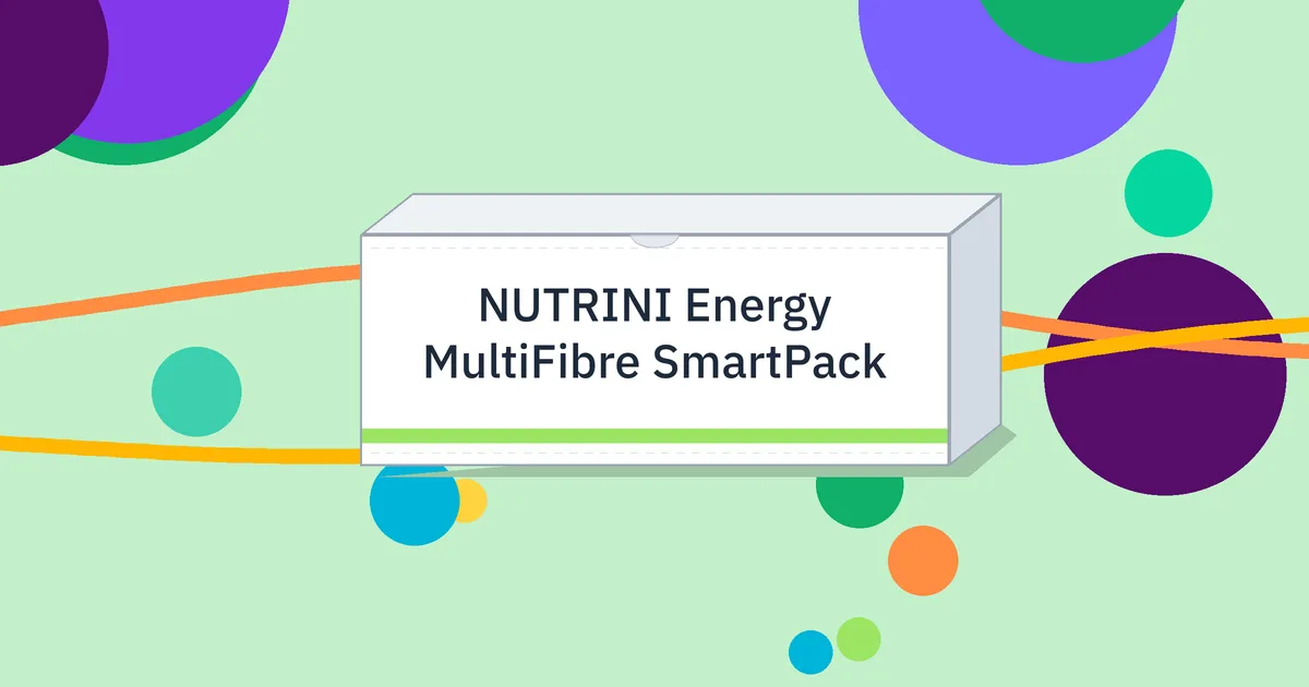 Symbolbild: Packung mit der Aufschrift NUTRINI Energy MultiFibre SmartPack (PZN 19760050) – Verfügbarkeit und Bezug in Apotheken in Frankfurt am Main