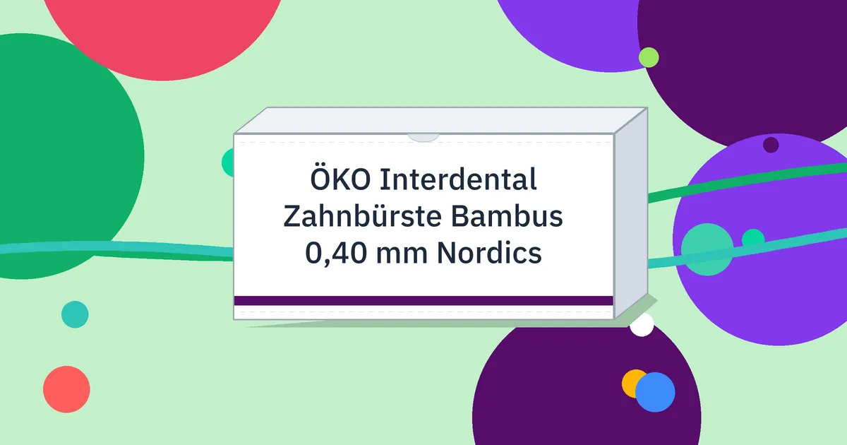 Symbolbild: Packung mit der Aufschrift ÖKO Interdental Zahnbürste Bambus 0,40 mm Nordics (PZN 16675013) – Verfügbarkeit und Bezug in Apotheken in Frankfurt am Main