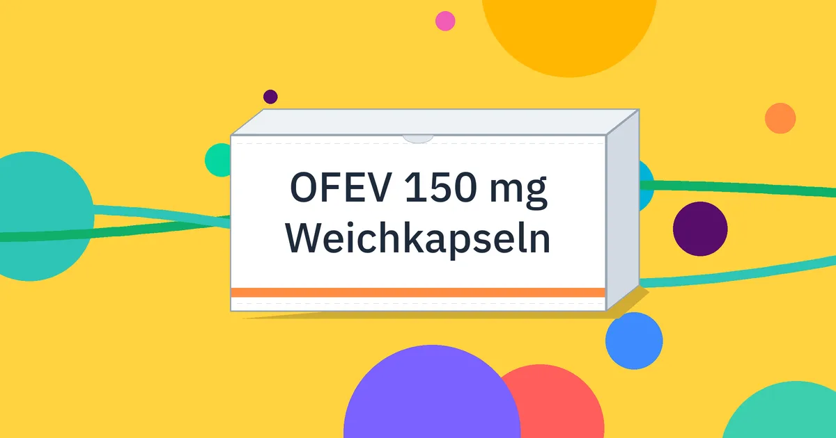 Symbolbild: Packung mit der Aufschrift OFEV 150 mg Weichkapseln (PZN 13907411) – Verfügbarkeit und Bezug in Apotheken in Frankfurt am Main