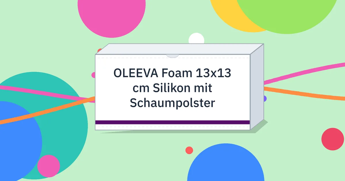 Symbolbild: Packung mit der Aufschrift OLEEVA Foam 13x13 cm Silikon mit Schaumpolster (PZN 11577895) – Verfügbarkeit und Bezug in Apotheken in Frankfurt am Main