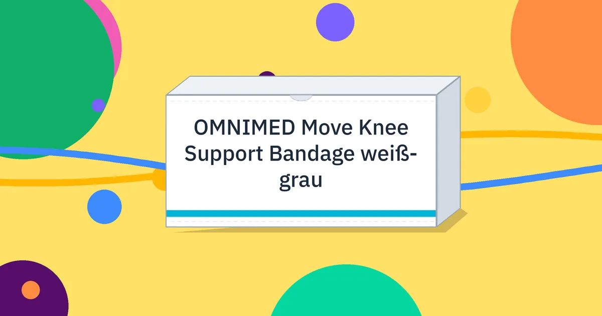 Symbolbild: Packung mit der Aufschrift OMNIMED Move Knee Support Bandage weiß-grau (PZN 16357371) – Verfügbarkeit und Bezug in Apotheken in Frankfurt am Main