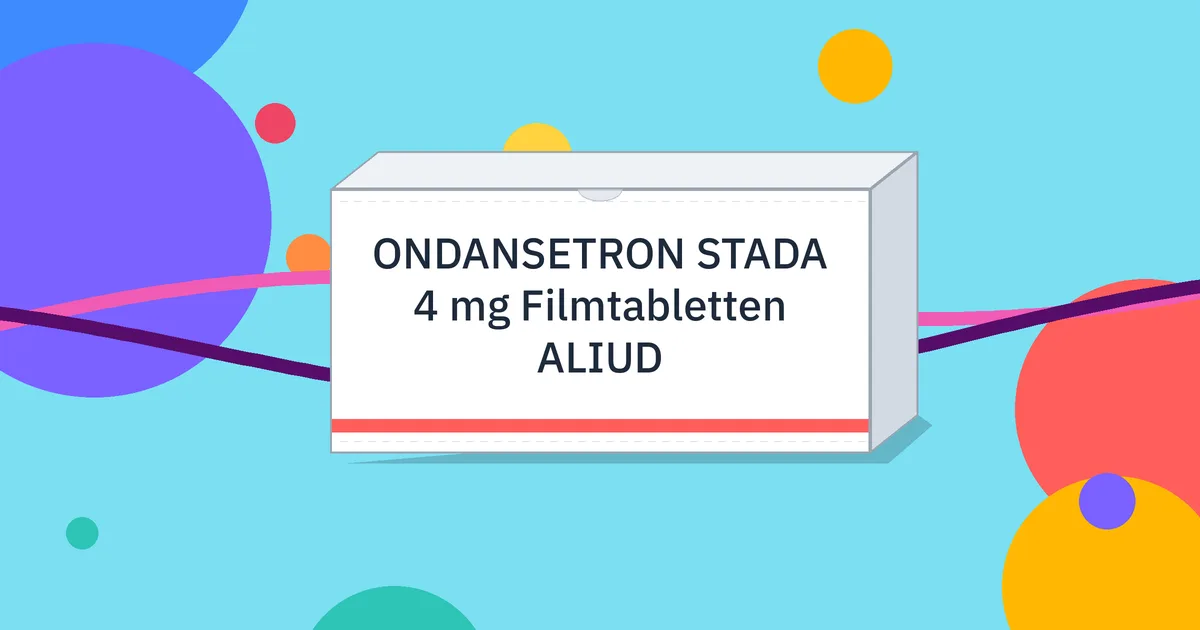 Symbolbild: Packung mit der Aufschrift ONDANSETRON STADA 4 mg Filmtabletten ALIUD (PZN 10838388) – Verfügbarkeit und Bezug in Apotheken in Frankfurt am Main