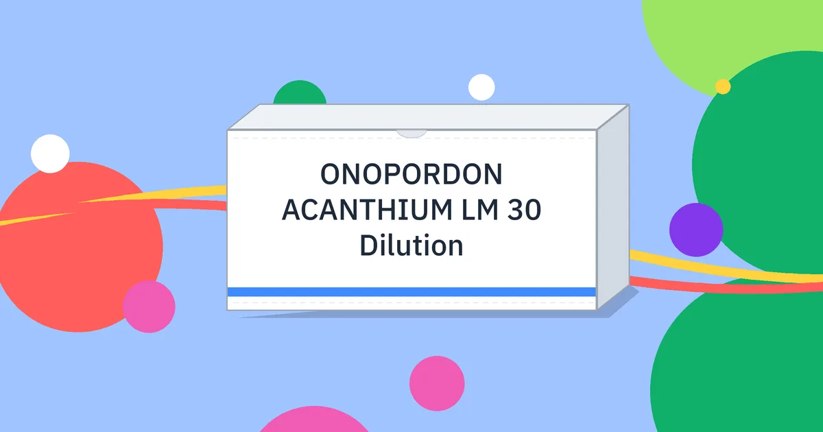 Symbolbild: Packung mit der Aufschrift ONOPORDON ACANTHIUM LM 30 Dilution (PZN 13626391) – Verfügbarkeit und Bezug in Apotheken in Frankfurt am Main