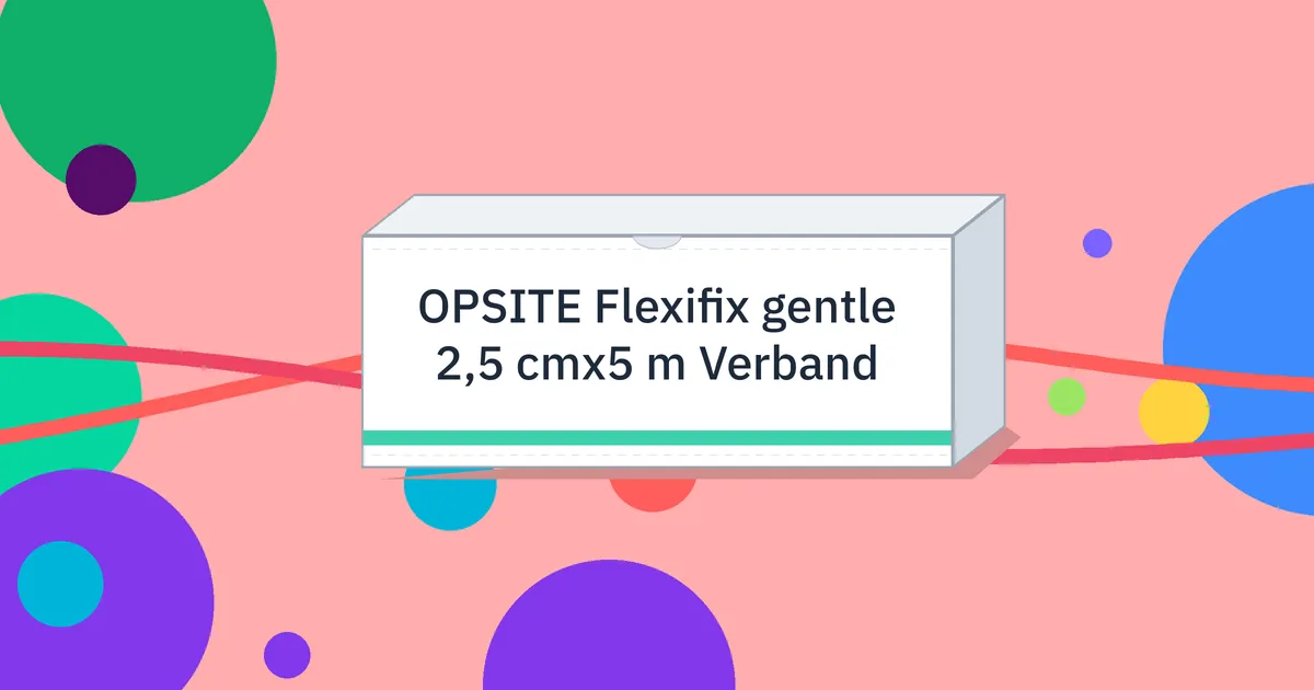 Symbolbild: Packung mit der Aufschrift OPSITE Flexifix gentle 2,5 cmx5 m Verband (PZN 09897121) – Verfügbarkeit und Bezug in Apotheken in Frankfurt am Main