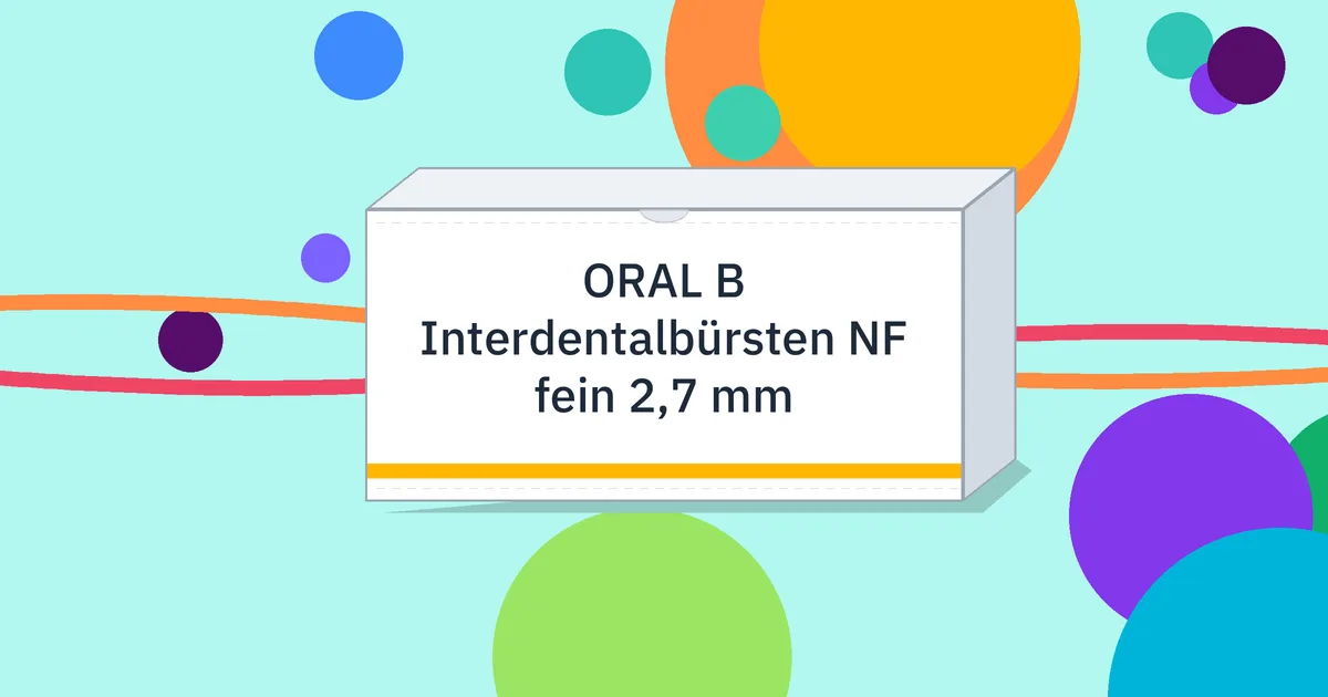 Symbolbild: Packung mit der Aufschrift ORAL B Interdentalbürsten NF fein 2,7 mm (PZN 00742380) – Verfügbarkeit und Bezug in Apotheken in Frankfurt am Main