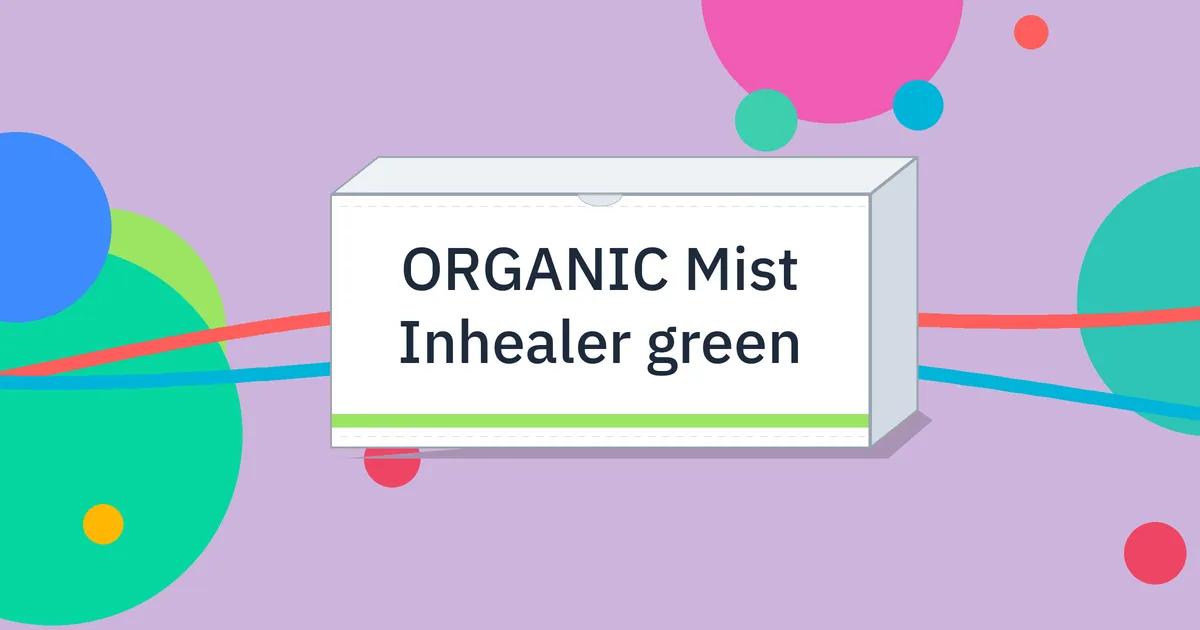 Symbolbild: Packung mit der Aufschrift ORGANIC Mist Inhealer green (PZN 18907539) – Verfügbarkeit und Bezug in Apotheken in Frankfurt am Main