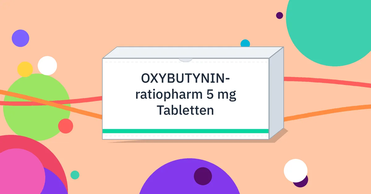 Symbolbild: Packung mit der Aufschrift OXYBUTYNIN-ratiopharm 5 mg Tabletten (PZN 08703882) – Verfügbarkeit und Bezug in Apotheken in Frankfurt am Main