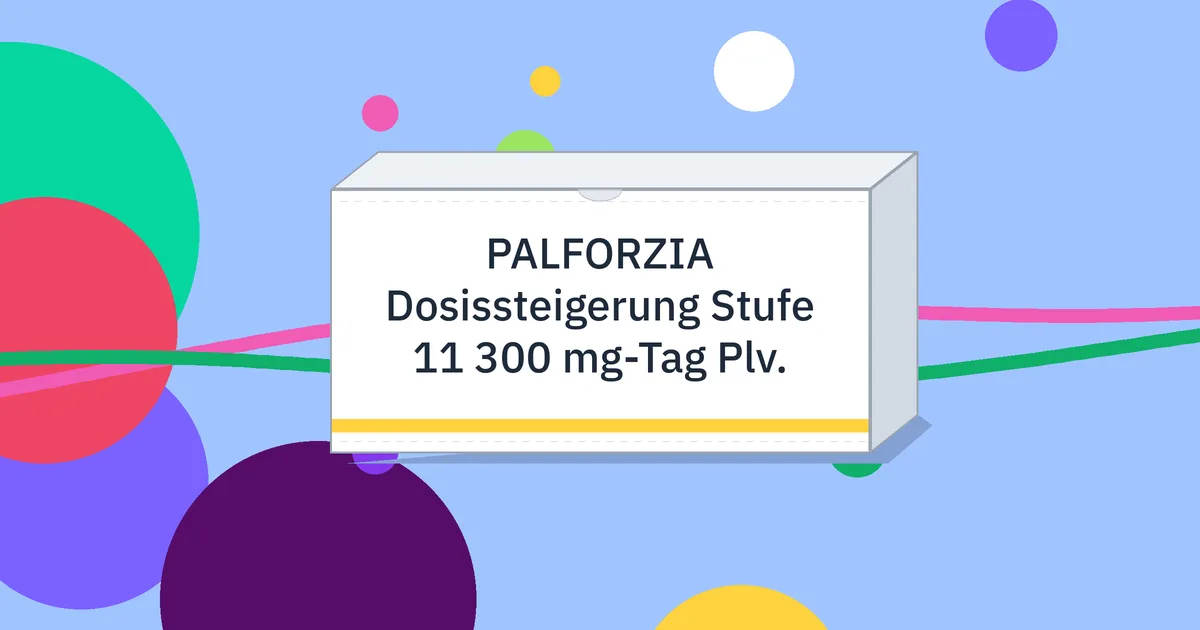 Symbolbild: Packung mit der Aufschrift PALFORZIA Dosissteigerung Stufe 11 300 mg-Tag Plv. (PZN 16903299) – Verfügbarkeit und Bezug in Apotheken in Frankfurt am Main