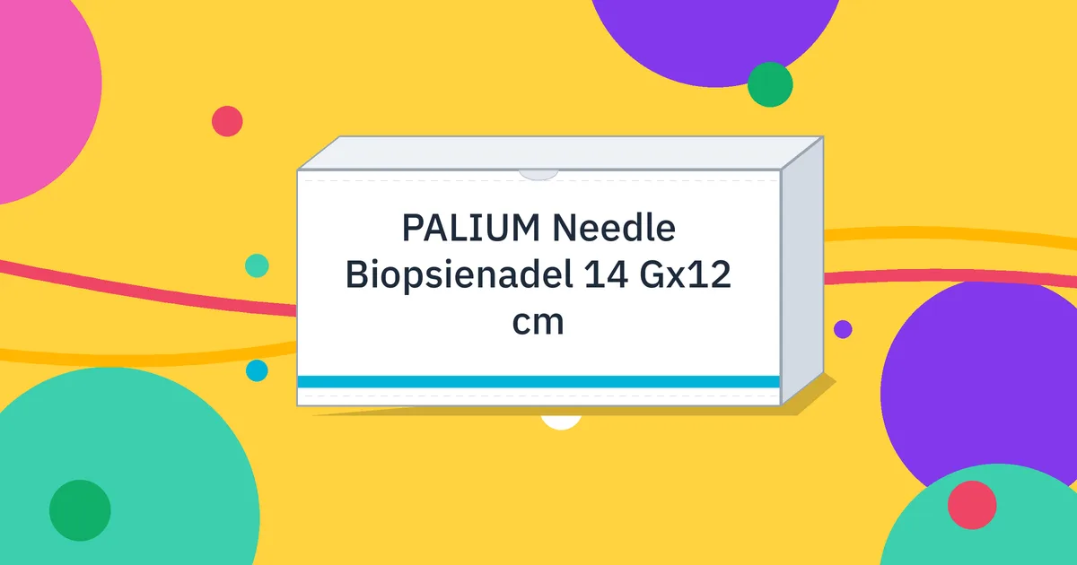Symbolbild: Packung mit der Aufschrift PALIUM Needle Biopsienadel 14 Gx12 cm (PZN 16922701) – Verfügbarkeit und Bezug in Apotheken in Frankfurt am Main